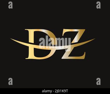 premium DZ logo monogram with gold circle frame. luxury initials design ...