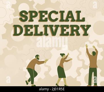 Text caption presenting Special Delivery. Business showcase assessment ...