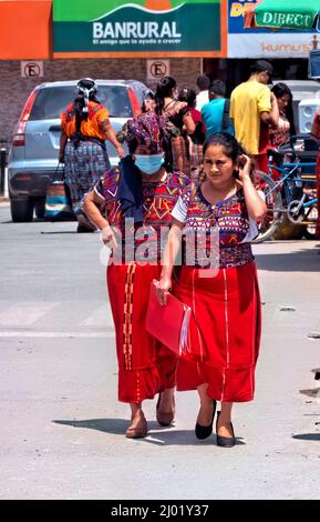 Ixil women in traditional clothing, Nebaj, El Quiché, Guatemala Stock ...