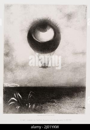 Odilon Redon - Eye like Strange Balloon Goes Infinity 1882 Stock Photo ...