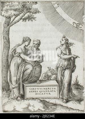 "Marcantonio Raimondi after Raphael, Two Women with the Zodiac ...