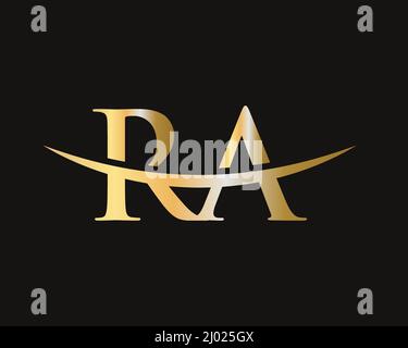 premium RA logo monogram with gold circle frame. luxury initials design ...