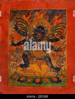 Vajrakumara (?) and Consort, Nyingmapa Buddhist or Bon Ritual Card ...