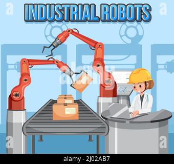 Packaging process concept with robotic loaders illustration Stock Vector Image & Art - Alamy
