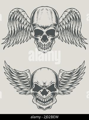 biker patch skull with wings Stock Vector Image & Art - Alamy
