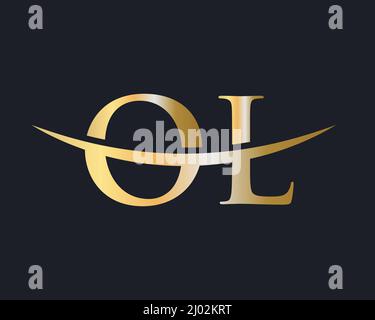 premium OL logo monogram with gold circle frame. luxury initials design minimal modern typeface ...