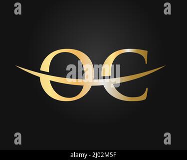 premium OC logo monogram with gold circle frame. luxury initials design ...