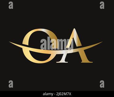 premium OA logo monogram with gold circle frame. luxury initials design ...