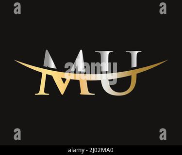 premium MU logo monogram with gold circle frame. luxury initials design ...