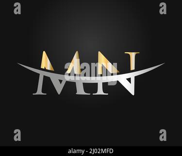 premium MN logo monogram with gold circle frame. luxury initials design ...