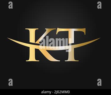 premium KT logo monogram with gold circle frame. luxury initials design ...