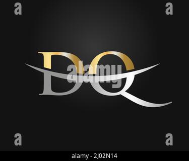 premium DQ logo monogram with gold circle frame. luxury initials design ...
