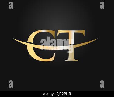 CT C T Letter Logo Design with Swoosh and Black Lines. Modern Creative ...