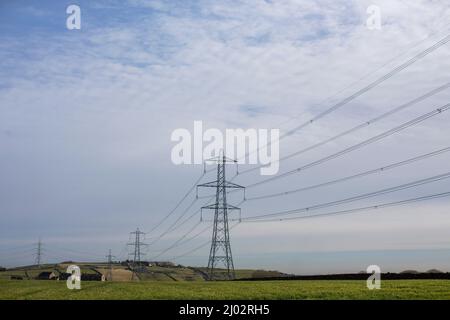 Pylons at the Bradford West National Grid substation appear to march ...