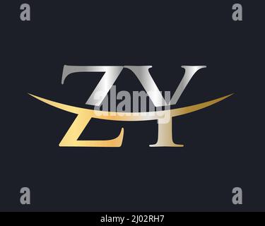 premium ZY logo monogram with gold circle frame. luxury initials design minimal modern typeface ...