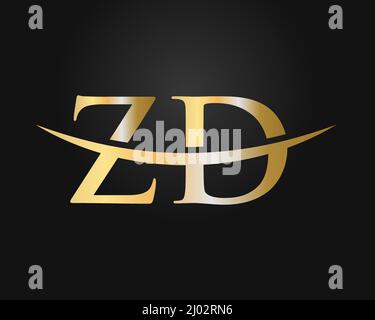 premium ZD logo monogram with gold circle frame. luxury initials design ...