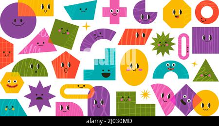 Geometric figures characters various emotions. Learning school game ...