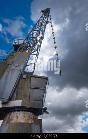 Old machinery in derelict, disused slate quarry building, North Wales ...