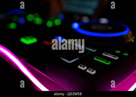 DJ hands playing at the console. High quality photo Stock Photo - Alamy