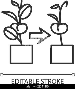 Withered plant icon logo sign vector outline in black and white color ...