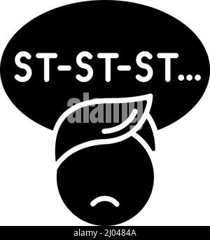 Stuttering glyph icon. Speech problem. Repetition in talking. Sound ...