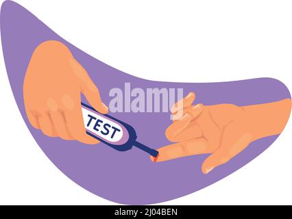 A cartoon-style illustration of a glucose meter device used to check ...
