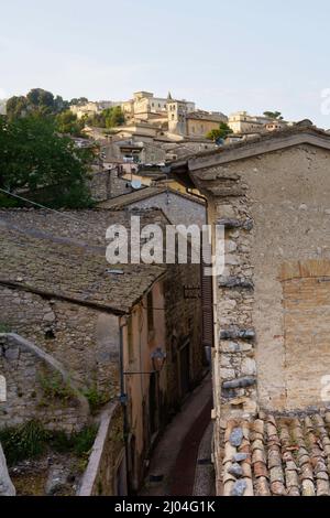 View of Veroli, historic town in Frosinone province, Lazio, Italy, at ...
