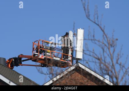 Kastrup/Denmark/.16 March 2022/ Technician works on war alarm siren on ...