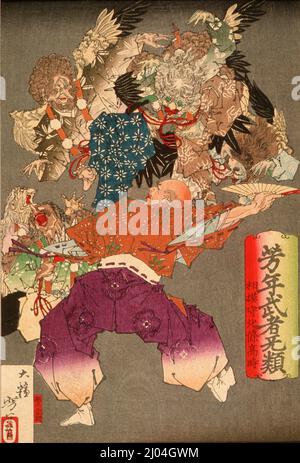 Tsukioka Yoshitoshi (1839-1892) - Takatoki Tengu Stock Photo - Alamy