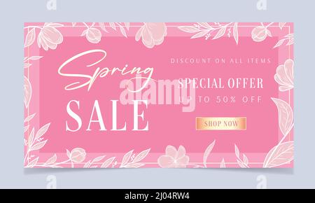 Seasonal spring sale promotion horizontal banner template set. Vector ...