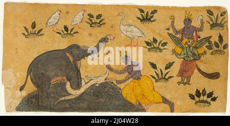 India: Vishnu Rescuing the King of the Elephants, Gajendramoksha, from ...