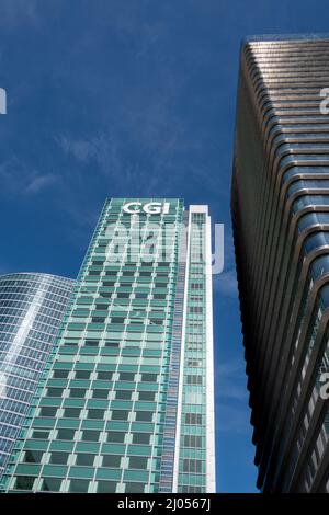 Exterior view of the tower housing the CGI France headquarters in Paris ...