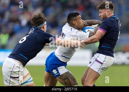 Monty Ioane of Italy during 6 Nations match Italy v Wales,Olimpic ...