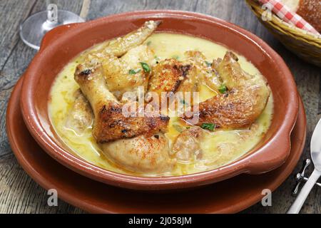 Shkmeruli is a traditional Caucasian Georgian dish of chicken in garlic ...