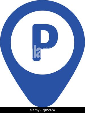 Parking sign map pin. Parking lot location information. Editable vector ...