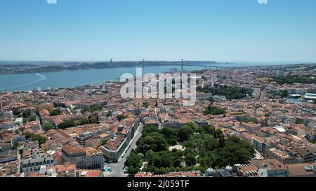 Aerial view of Principe Real square in Bairro Alto neighborhood by Tejo ...