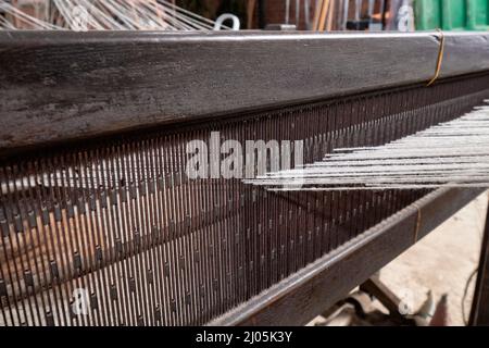 Old looms used for the artisan manufacturing of Spanish merino wool ...