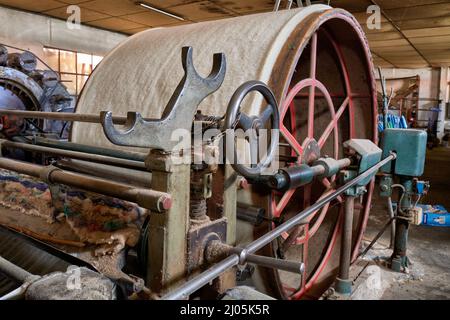 Old machine used for the elaboration of Spanish merino wool blankets ...