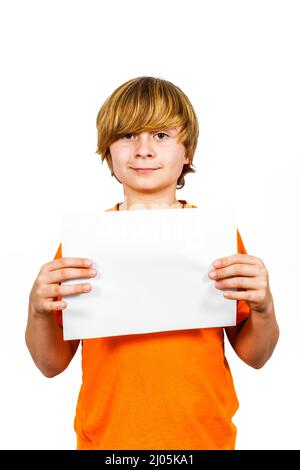 smart boy has control over the empty poster Stock Photo - Alamy
