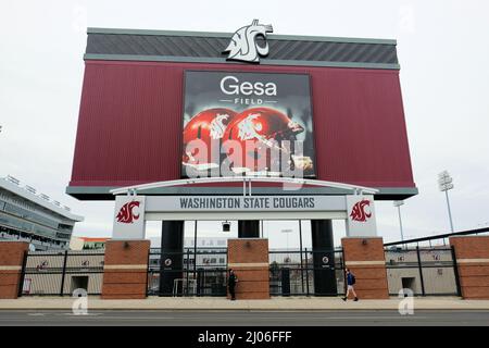 WSU logo at Martin Stadium, on the campus of Washington State ...