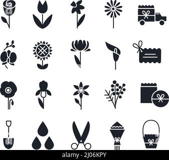 Bouquet of tulip flowers icons set flat Stock Vector Image & Art - Alamy