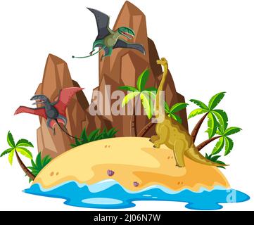 Dinosaurs in ice age. Animals extinction by cold in arctic winter ...
