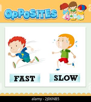 Opposite words for fast and slow illustration Stock Vector Image & Art ...