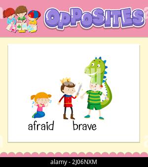 Opposite words with brave and afraid illustration Stock Vector Image ...