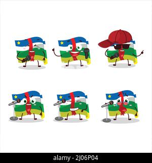 cartoon Singing flag central african while holding a microphone Stock ...
