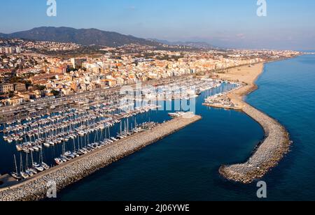 View from drone of El Masnou town, Spain Stock Photo - Alamy
