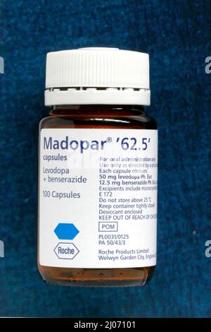 Madopar Parkinson's disease medication. Capsules of the medication ...