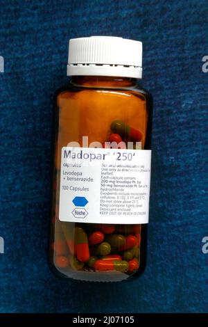 Madopar Parkinson's disease medication. Capsules of the medication ...