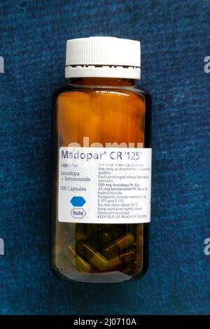 Madopar Parkinson's disease medication. Capsules of the medication ...