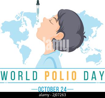 World Polio Day banner with a boy receiving oral polio vaccine ...
